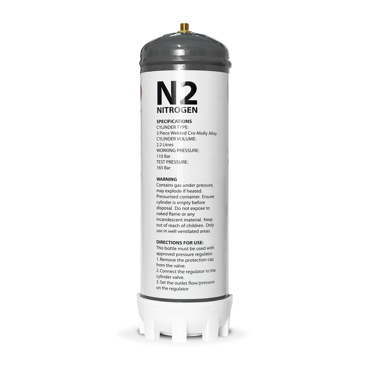 2.2L Food Grade Nitrogen Bottle - Non-Rechargeable — Brew HQ