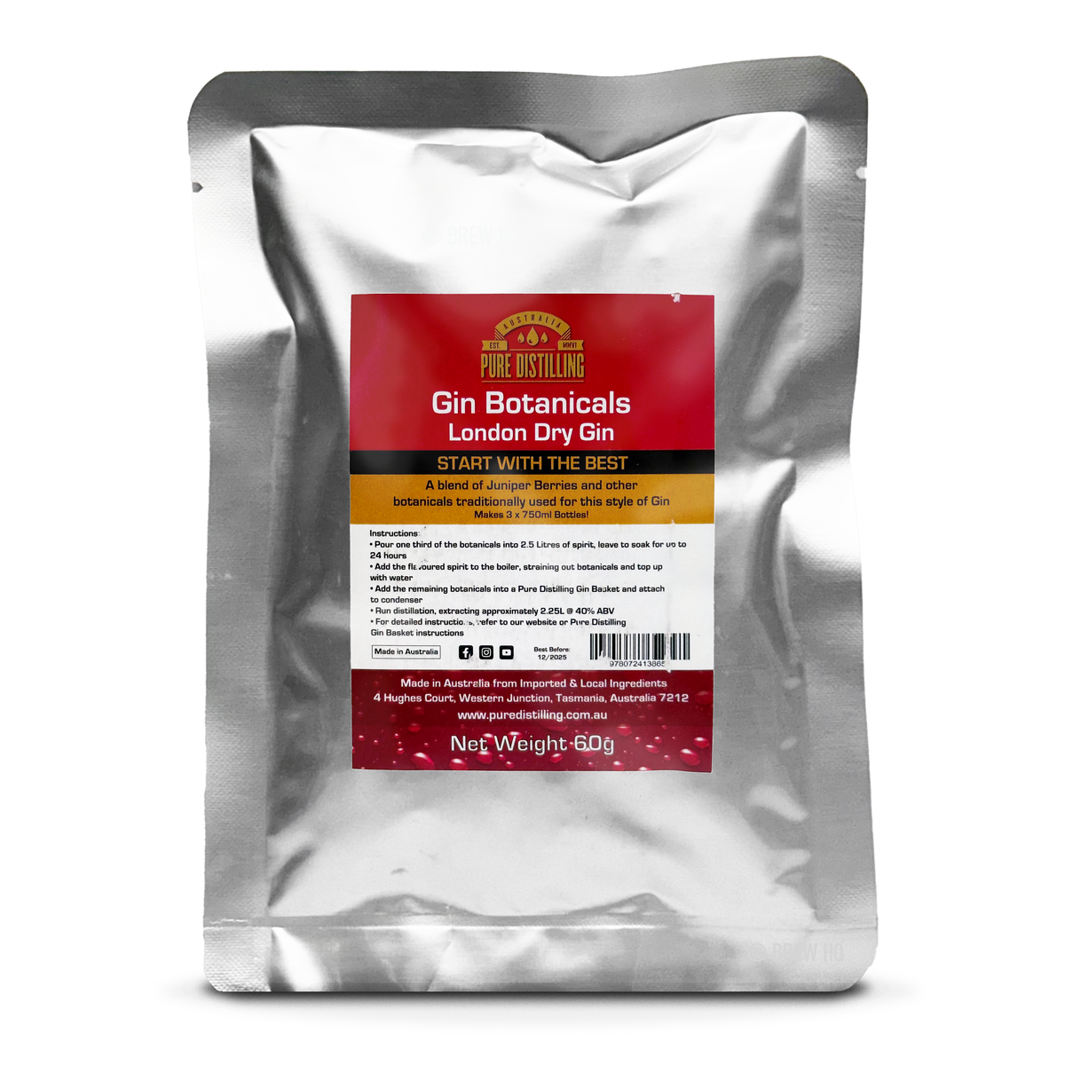 Pure Distilling London Dry Gin Botanical Blend 60g — Brew HQ