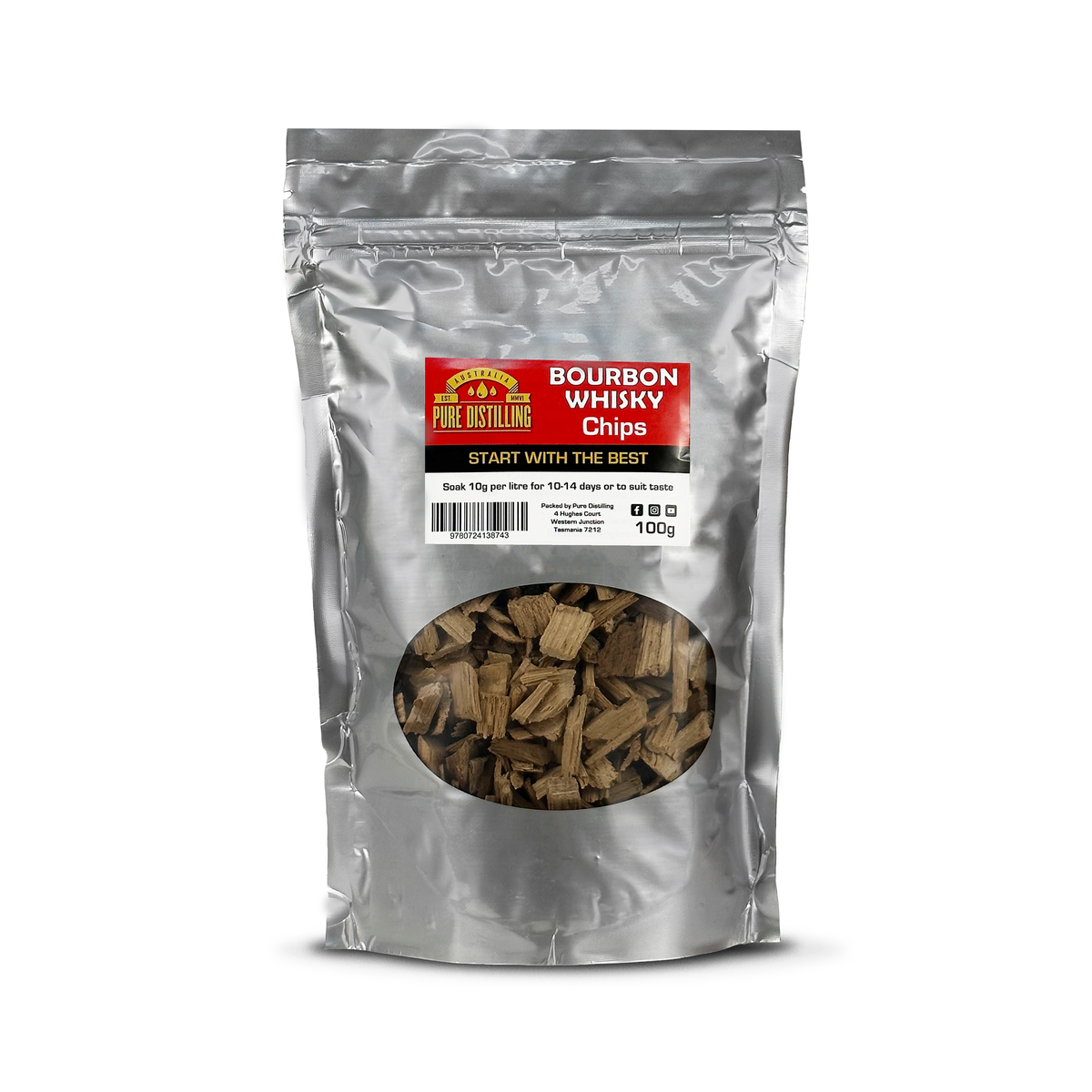Pure Distilling Bourbon/Whisky Chips 100g — Brew HQ